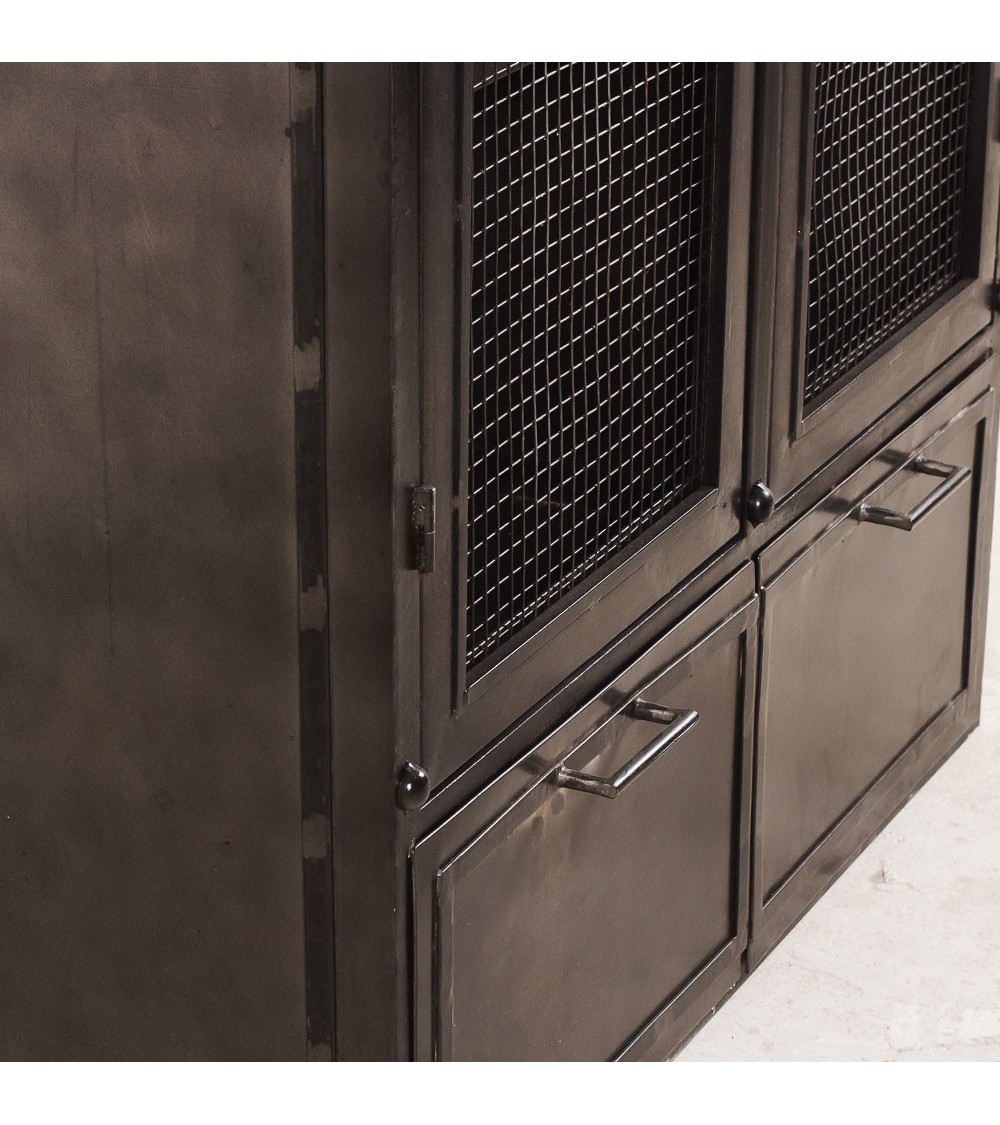 Meuble métal design industriel portes grillages |Intérieur créatif
